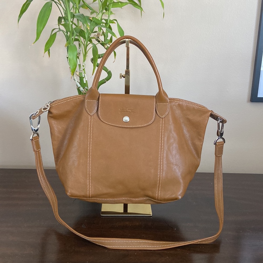 Longchamp - All Leather Le Pliage Cuir Bag Crossbody - Gem